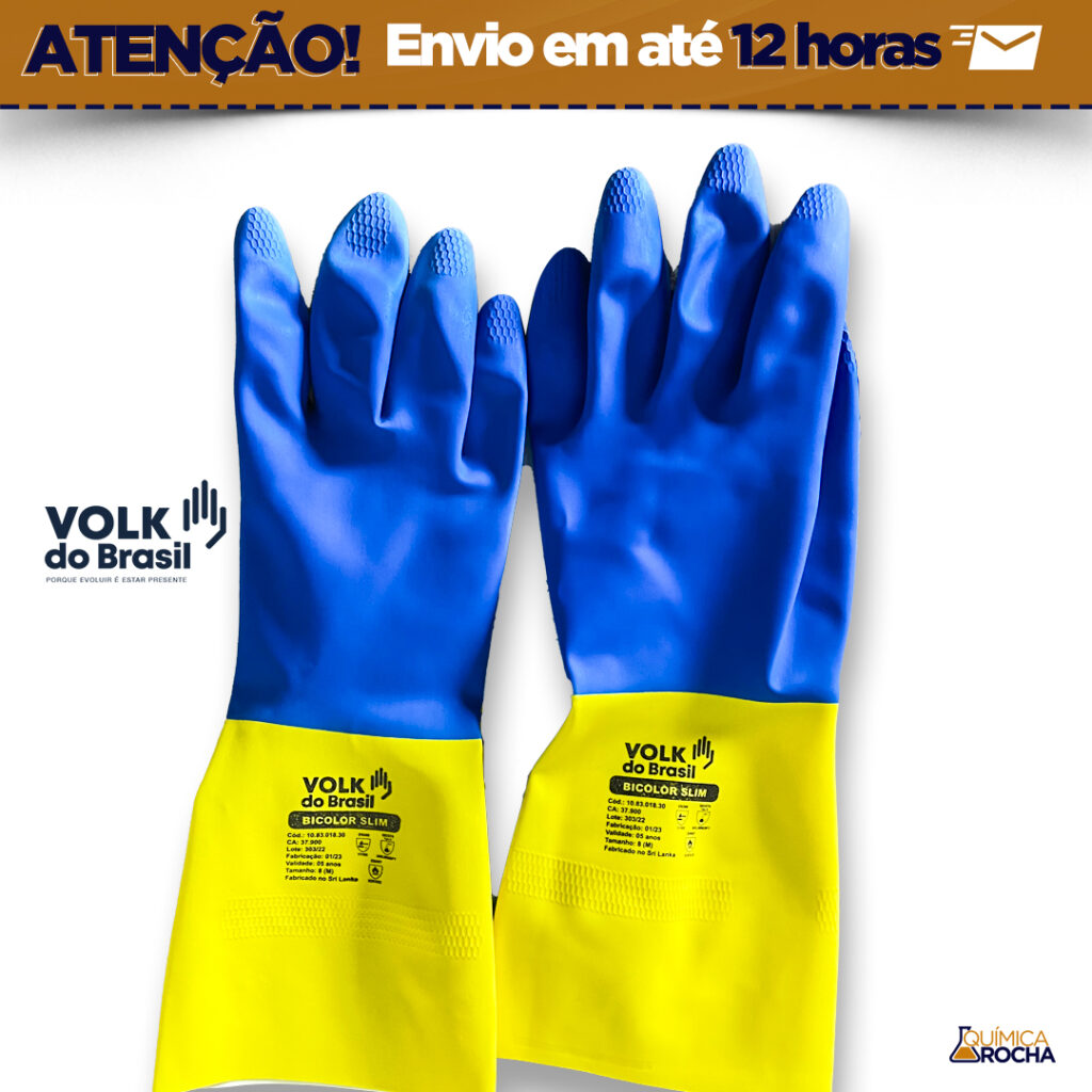 Luva De Segurança Látex Neoprene Bicolor Volk do Brasil - Tamanhos: 7(P ...